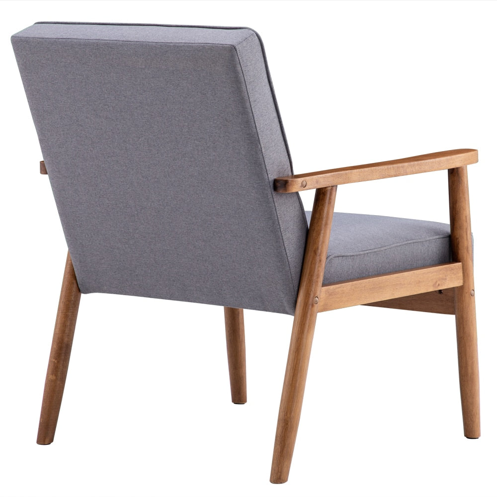 Retro Modern Chair, With Wooden Grey Fabric – cloudpeakmarket